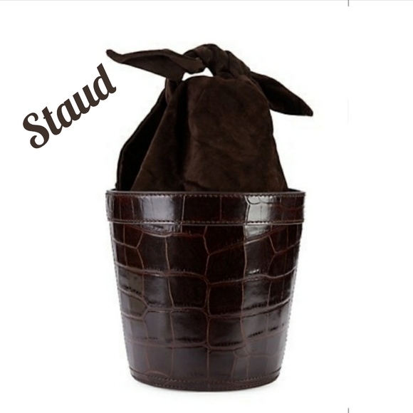 STAUD | Bags | Staud Crocodile Embossed Leather Bucket Bag | Poshmark